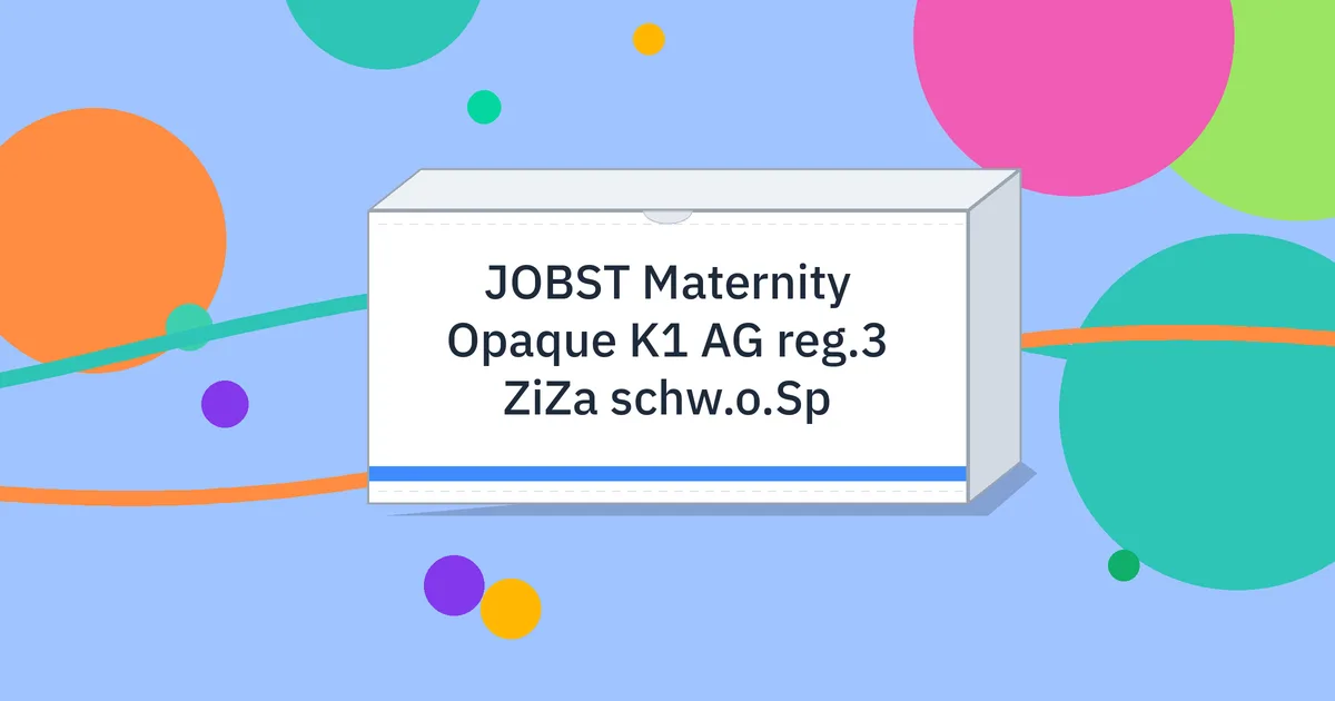 Symbolbild: Packung mit der Aufschrift JOBST Maternity Opaque K1 AG reg.3 ZiZa schw.o.Sp (PZN 15852223) – Verfügbarkeit und Bezug in Apotheken in Frankfurt am Main