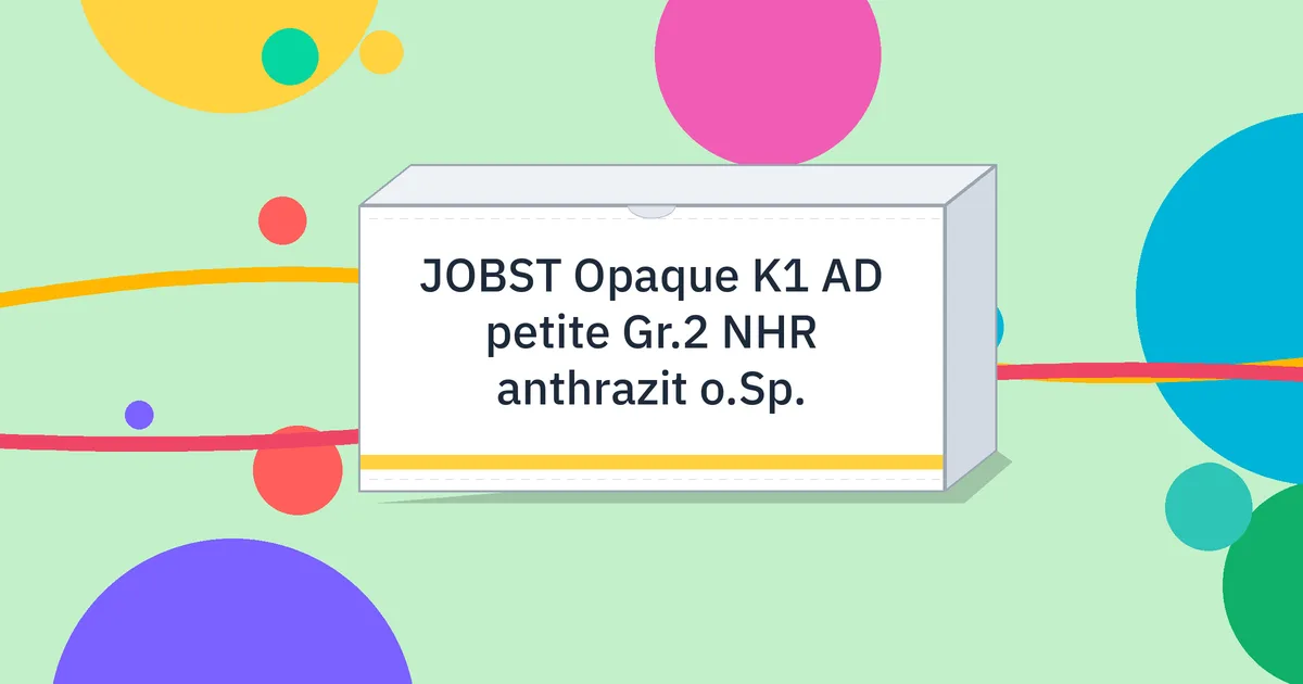 Symbolbild: Packung mit der Aufschrift JOBST Opaque K1 AD petite Gr.2 NHR anthrazit o.Sp. (PZN 16264675) – Verfügbarkeit und Bezug in Apotheken in Frankfurt am Main