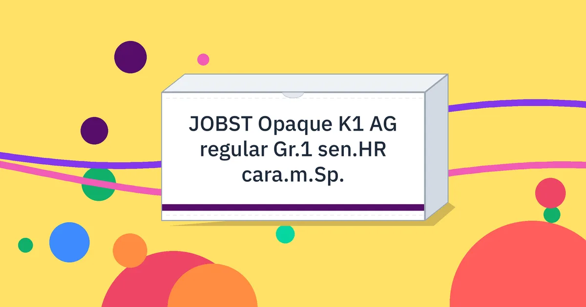 Symbolbild: Packung mit der Aufschrift JOBST Opaque K1 AG regular Gr.1 sen.HR cara.m.Sp. (PZN 13092400) – Verfügbarkeit und Bezug in Apotheken in Frankfurt am Main