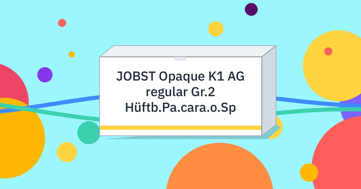 Symbolbild: Packung mit der Aufschrift JOBST Opaque K1 AG regular Gr.2 Hüftb.Pa.cara.o.Sp (PZN 13100743) – Verfügbarkeit und Bezug in Apotheken in Frankfurt am Main