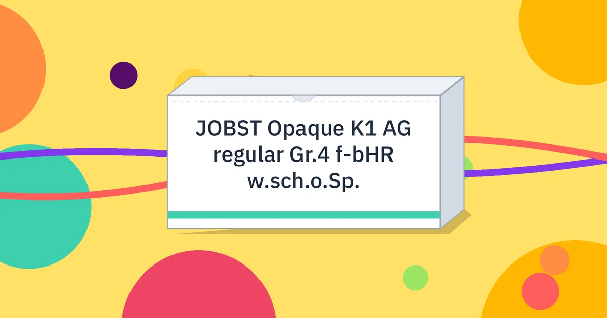 Symbolbild: Packung mit der Aufschrift JOBST Opaque K1 AG regular Gr.4 f-bHR w.sch.o.Sp. (PZN 13094899) – Verfügbarkeit und Bezug in Apotheken in Frankfurt am Main