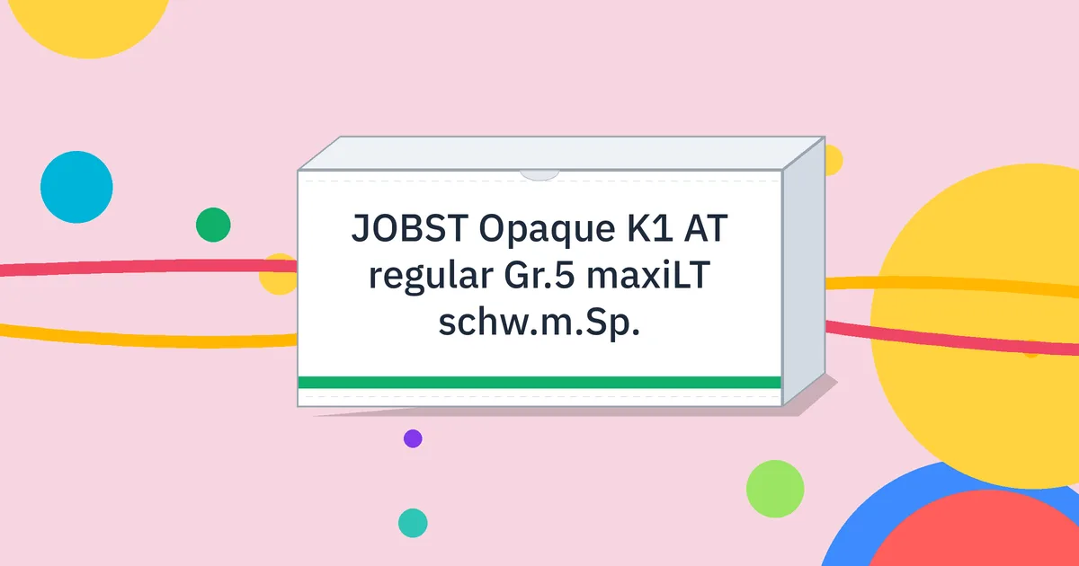 Symbolbild: Packung mit der Aufschrift JOBST Opaque K1 AT regular Gr.5 maxiLT schw.m.Sp. (PZN 13106332) – Verfügbarkeit und Bezug in Apotheken in Frankfurt am Main