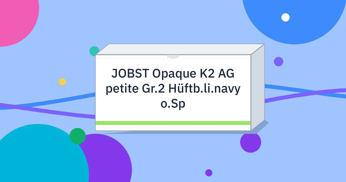 Symbolbild: Packung mit der Aufschrift JOBST Opaque K2 AG petite Gr.2 Hüftb.li.navy o.Sp (PZN 13113958) – Verfügbarkeit und Bezug in Apotheken in Frankfurt am Main