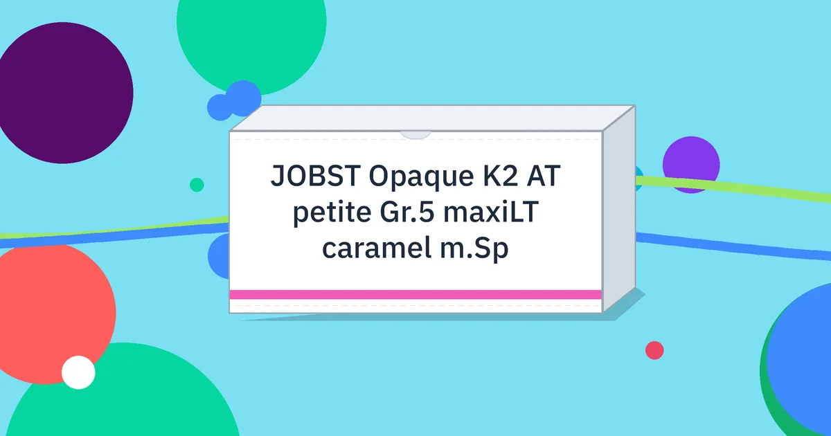 Symbolbild: Packung mit der Aufschrift JOBST Opaque K2 AT petite Gr.5 maxiLT caramel m.Sp (PZN 13118565) – Verfügbarkeit und Bezug in Apotheken in Frankfurt am Main
