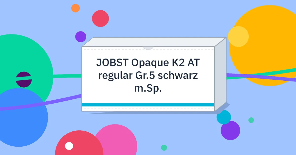 Symbolbild: Packung mit der Aufschrift JOBST Opaque K2 AT regular Gr.5 schwarz m.Sp. (PZN 11257251) – Verfügbarkeit und Bezug in Apotheken in Frankfurt am Main