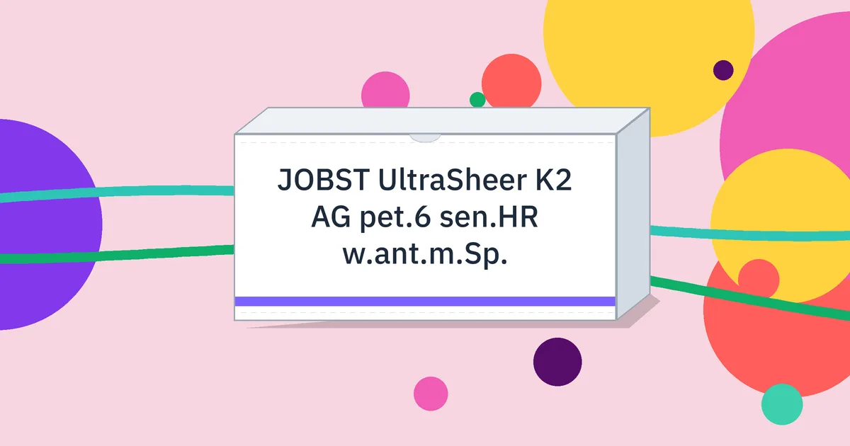 Symbolbild: Packung mit der Aufschrift JOBST UltraSheer K2 AG pet.6 sen.HR w.ant.m.Sp. (PZN 13141506) – Verfügbarkeit und Bezug in Apotheken in Frankfurt am Main