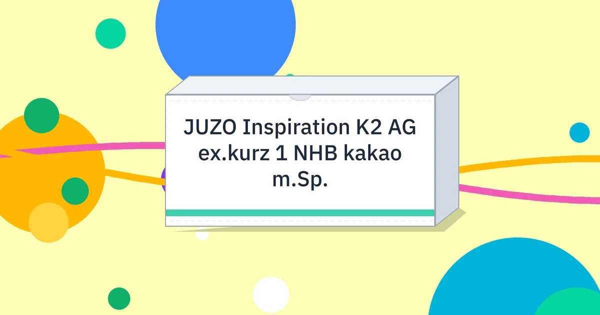 Symbolbild: Packung mit der Aufschrift JUZO Inspiration K2 AG ex.kurz 1 NHB kakao m.Sp. (PZN 14961418) – Verfügbarkeit und Bezug in Apotheken in Frankfurt am Main