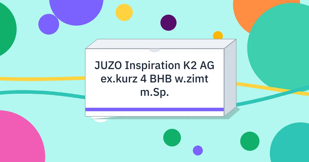 Symbolbild: Packung mit der Aufschrift JUZO Inspiration K2 AG ex.kurz 4 BHB w.zimt m.Sp. (PZN 14851173) – Verfügbarkeit und Bezug in Apotheken in Frankfurt am Main