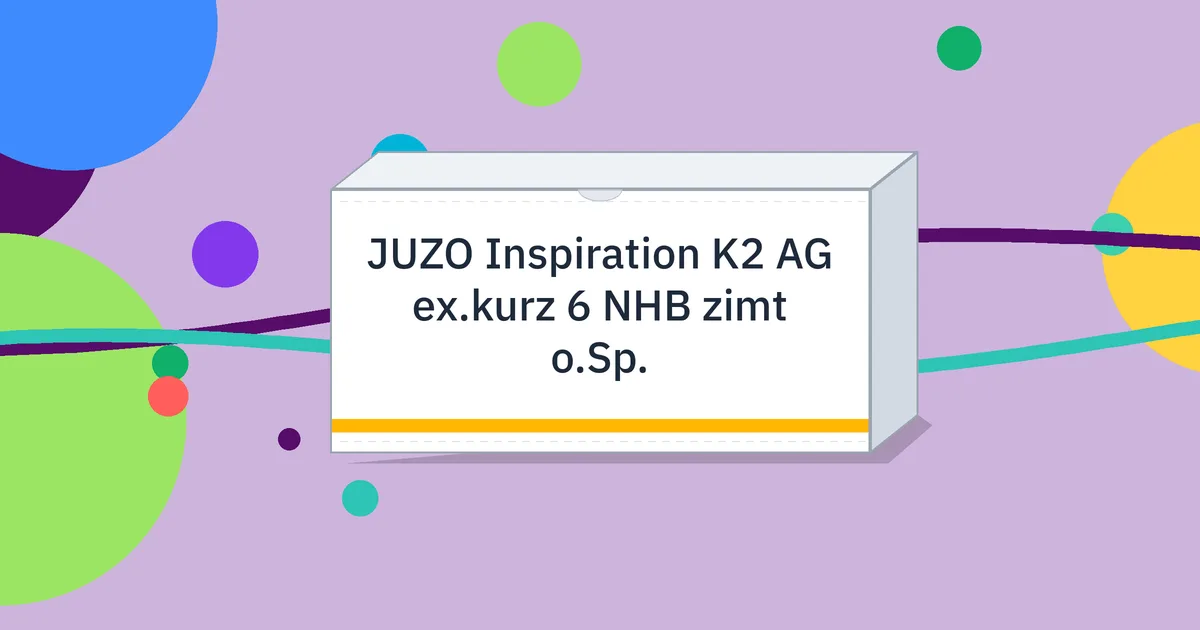 Symbolbild: Packung mit der Aufschrift JUZO Inspiration K2 AG ex.kurz 6 NHB zimt o.Sp. (PZN 14925598) – Verfügbarkeit und Bezug in Apotheken in Frankfurt am Main