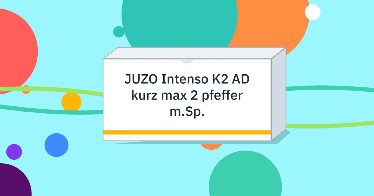 Symbolbild: Packung mit der Aufschrift JUZO Intenso K2 AD kurz max 2 pfeffer m.Sp. (PZN 18608475) – Verfügbarkeit und Bezug in Apotheken in Frankfurt am Main
