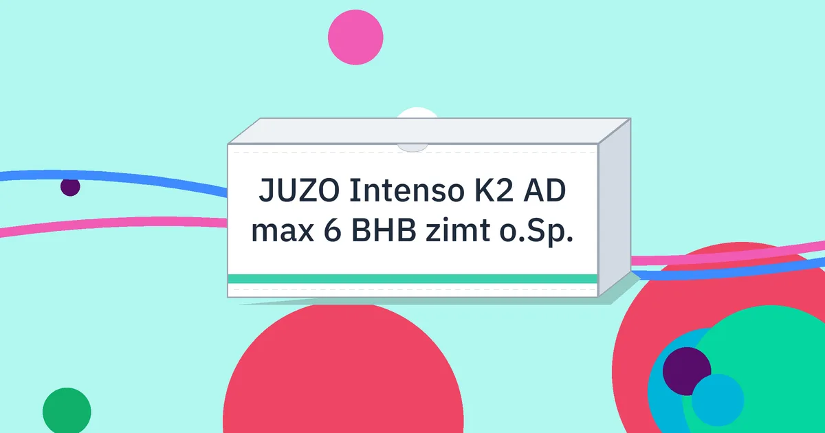 Symbolbild: Packung mit der Aufschrift JUZO Intenso K2 AD max 6 BHB zimt o.Sp. (PZN 18626763) – Verfügbarkeit und Bezug in Apotheken in Frankfurt am Main