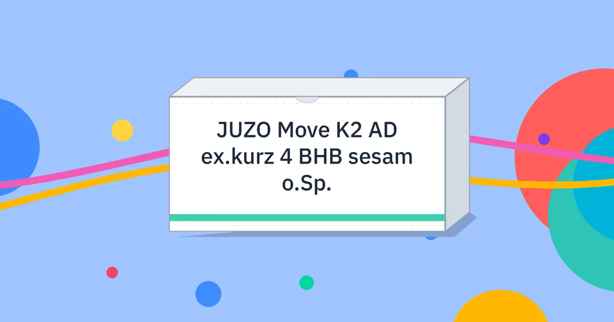 Symbolbild: Packung mit der Aufschrift JUZO Move K2 AD ex.kurz 4 BHB sesam o.Sp. (PZN 18510983) – Verfügbarkeit und Bezug in Apotheken in Frankfurt am Main