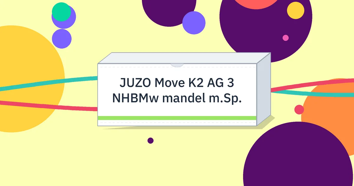 Symbolbild: Packung mit der Aufschrift JUZO Move K2 AG 3 NHBMw mandel m.Sp. (PZN 16644142) – Verfügbarkeit und Bezug in Apotheken in Frankfurt am Main