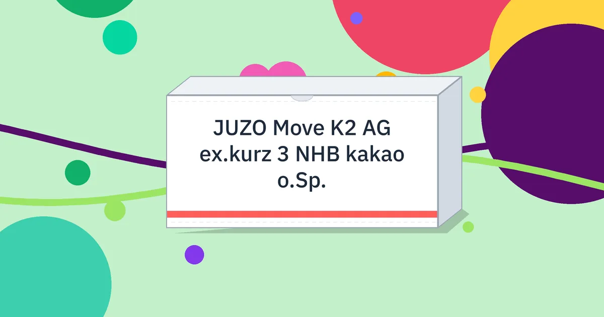 Symbolbild: Packung mit der Aufschrift JUZO Move K2 AG ex.kurz 3 NHB kakao o.Sp. (PZN 18565398) – Verfügbarkeit und Bezug in Apotheken in Frankfurt am Main