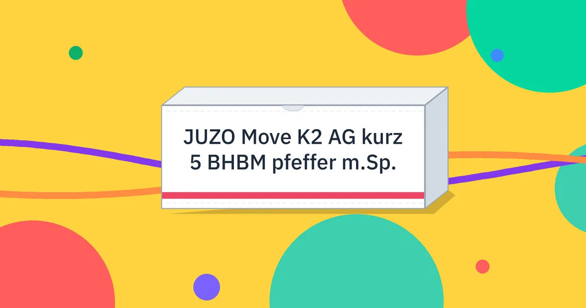 Symbolbild: Packung mit der Aufschrift JUZO Move K2 AG kurz 5 BHBM pfeffer m.Sp. (PZN 16647755) – Verfügbarkeit und Bezug in Apotheken in Frankfurt am Main