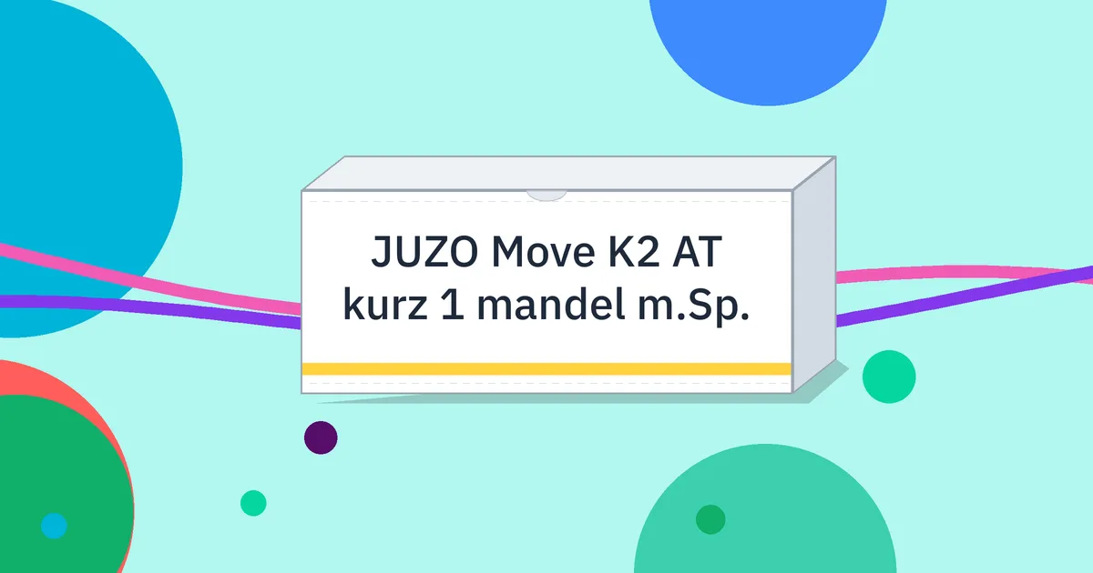 Symbolbild: Packung mit der Aufschrift JUZO Move K2 AT kurz 1 mandel m.Sp. (PZN 20673942) – Verfügbarkeit und Bezug in Apotheken in Frankfurt am Main