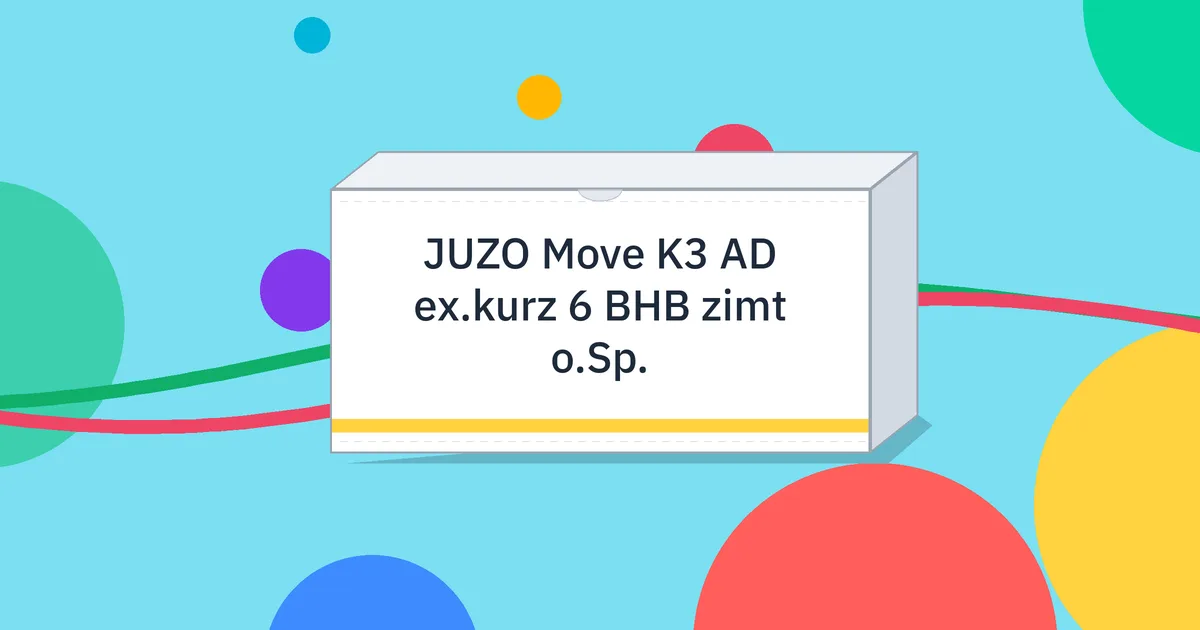 Symbolbild: Packung mit der Aufschrift JUZO Move K3 AD ex.kurz 6 BHB zimt o.Sp. (PZN 18570353) – Verfügbarkeit und Bezug in Apotheken in Frankfurt am Main