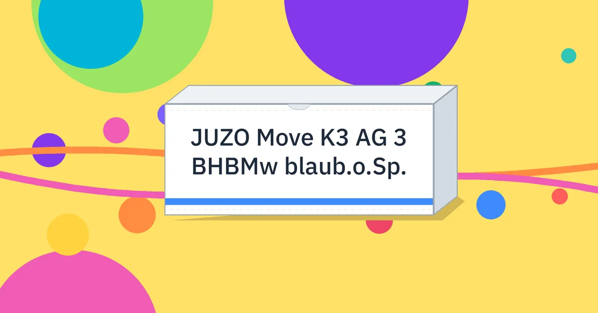 Symbolbild: Packung mit der Aufschrift JUZO Move K3 AG 3 BHBMw blaub.o.Sp. (PZN 18590077) – Verfügbarkeit und Bezug in Apotheken in Frankfurt am Main