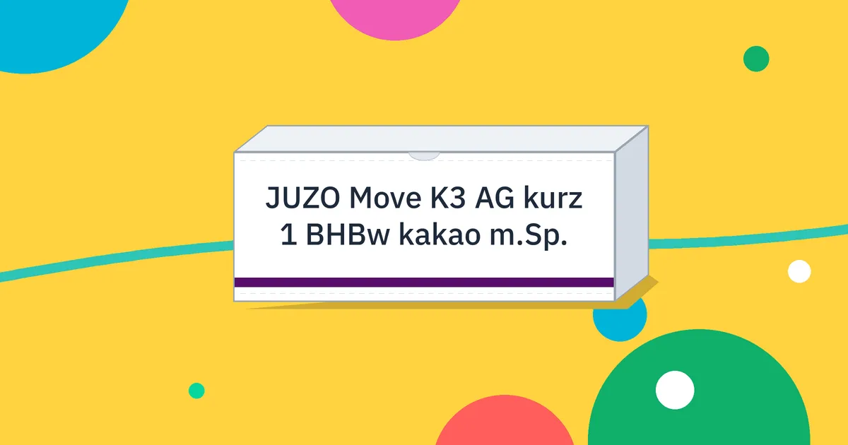 Symbolbild: Packung mit der Aufschrift JUZO Move K3 AG kurz 1 BHBw kakao m.Sp. (PZN 18591757) – Verfügbarkeit und Bezug in Apotheken in Frankfurt am Main
