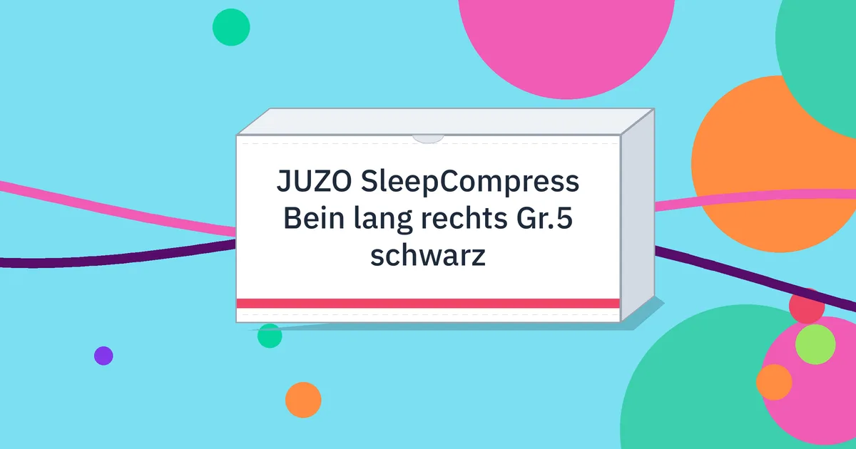Symbolbild: Packung mit der Aufschrift JUZO SleepCompress Bein lang rechts Gr.5 schwarz (PZN 19622879) – Verfügbarkeit und Bezug in Apotheken in Frankfurt am Main