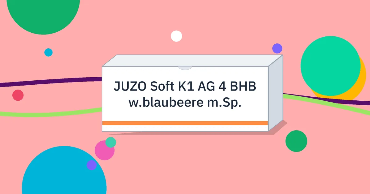 Symbolbild: Packung mit der Aufschrift JUZO Soft K1 AG 4 BHB w.blaubeere m.Sp. (PZN 14836914) – Verfügbarkeit und Bezug in Apotheken in Frankfurt am Main