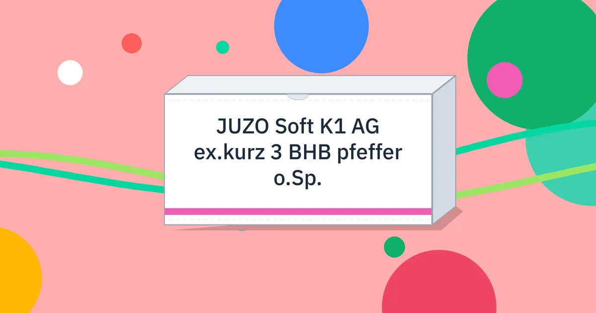 Symbolbild: Packung mit der Aufschrift JUZO Soft K1 AG ex.kurz 3 BHB pfeffer o.Sp. (PZN 14823981) – Verfügbarkeit und Bezug in Apotheken in Frankfurt am Main