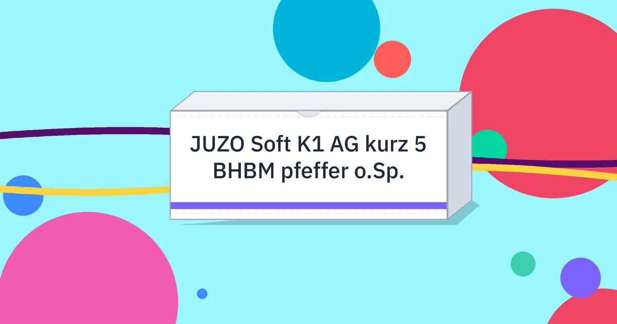 Symbolbild: Packung mit der Aufschrift JUZO Soft K1 AG kurz 5 BHBM pfeffer o.Sp. (PZN 14857460) – Verfügbarkeit und Bezug in Apotheken in Frankfurt am Main
