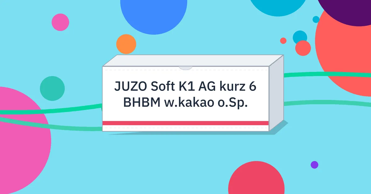 Symbolbild: Packung mit der Aufschrift JUZO Soft K1 AG kurz 6 BHBM w.kakao o.Sp. (PZN 14865896) – Verfügbarkeit und Bezug in Apotheken in Frankfurt am Main
