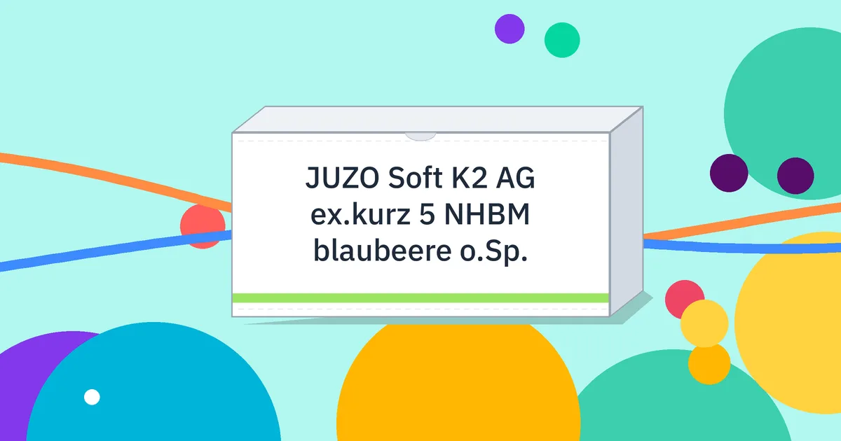 Symbolbild: Packung mit der Aufschrift JUZO Soft K2 AG ex.kurz 5 NHBM blaubeere o.Sp. (PZN 15022591) – Verfügbarkeit und Bezug in Apotheken in Frankfurt am Main
