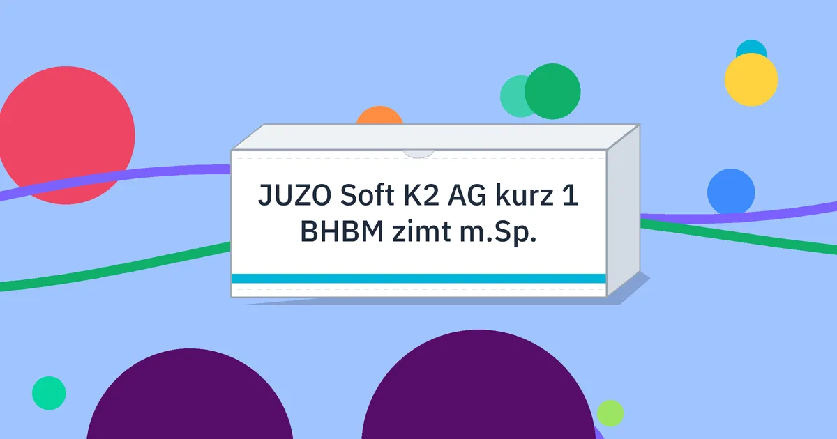 Symbolbild: Packung mit der Aufschrift JUZO Soft K2 AG kurz 1 BHBM zimt m.Sp. (PZN 14859447) – Verfügbarkeit und Bezug in Apotheken in Frankfurt am Main