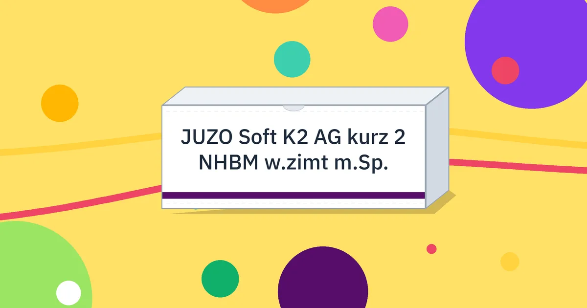 Symbolbild: Packung mit der Aufschrift JUZO Soft K2 AG kurz 2 NHBM w.zimt m.Sp. (PZN 15020043) – Verfügbarkeit und Bezug in Apotheken in Frankfurt am Main
