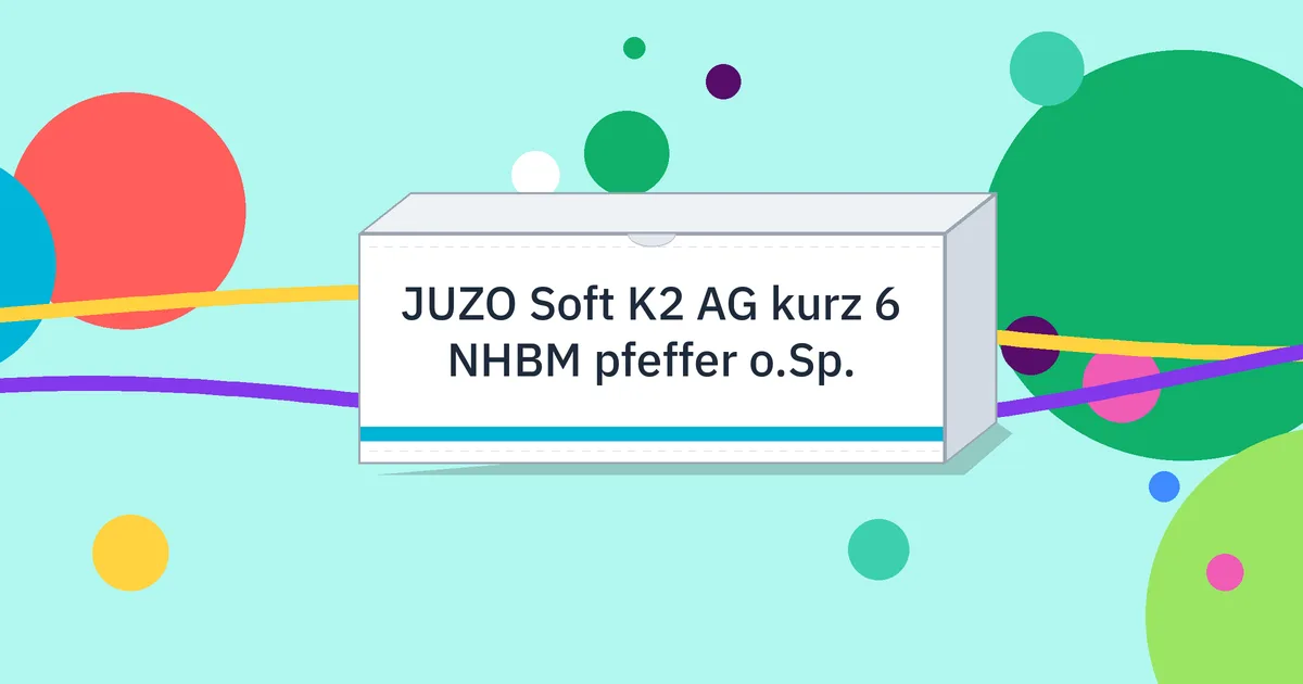 Symbolbild: Packung mit der Aufschrift JUZO Soft K2 AG kurz 6 NHBM pfeffer o.Sp. (PZN 14998634) – Verfügbarkeit und Bezug in Apotheken in Frankfurt am Main
