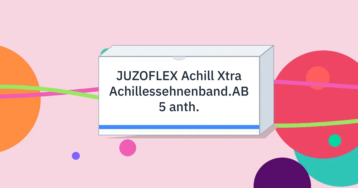 Symbolbild: Packung mit der Aufschrift JUZOFLEX Achill Xtra Achillessehnenband.AB 5 anth. (PZN 16634698) – Verfügbarkeit und Bezug in Apotheken in Frankfurt am Main