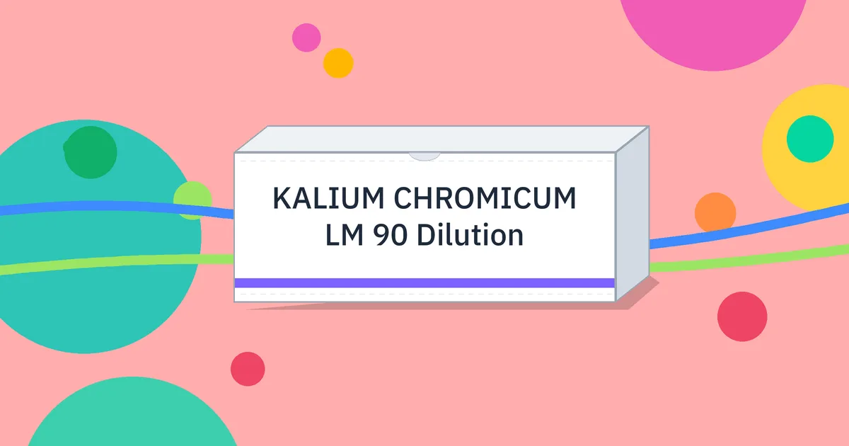 Symbolbild: Packung mit der Aufschrift KALIUM CHROMICUM LM 90 Dilution (PZN 12919487) – Verfügbarkeit und Bezug in Apotheken in Frankfurt am Main