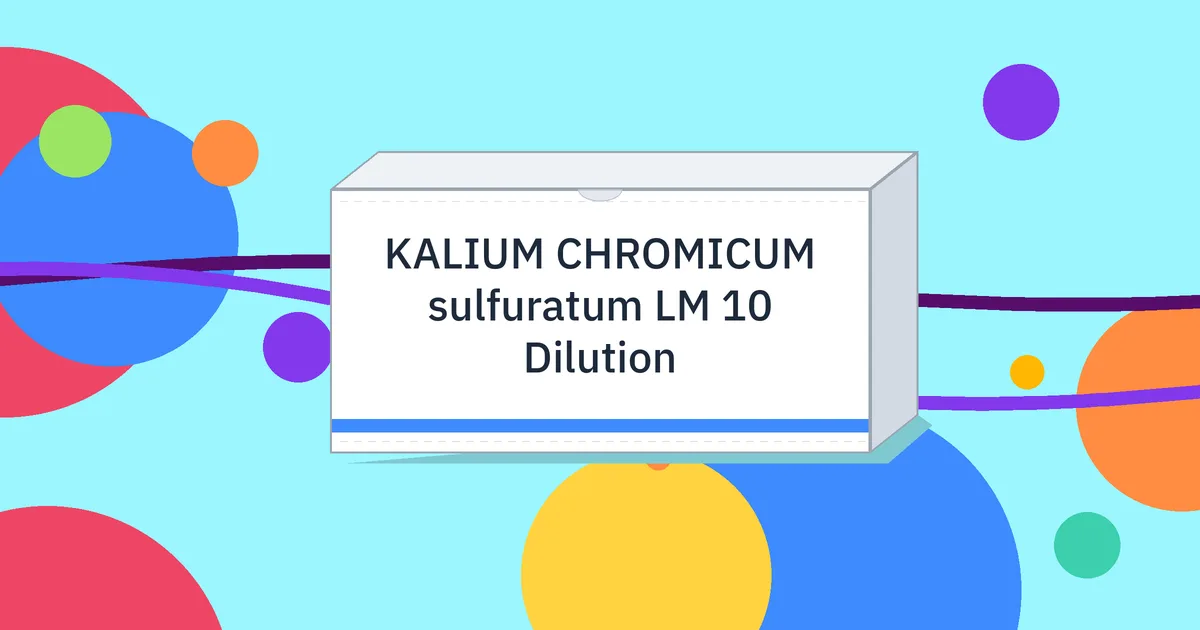 Symbolbild: Packung mit der Aufschrift KALIUM CHROMICUM sulfuratum LM 10 Dilution (PZN 12919636) – Verfügbarkeit und Bezug in Apotheken in Frankfurt am Main