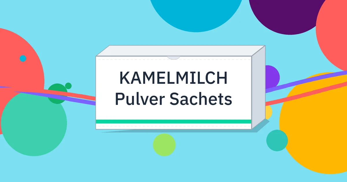 Symbolbild: Packung mit der Aufschrift KAMELMILCH Pulver Sachets (PZN 16578847) – Verfügbarkeit und Bezug in Apotheken in Frankfurt am Main
