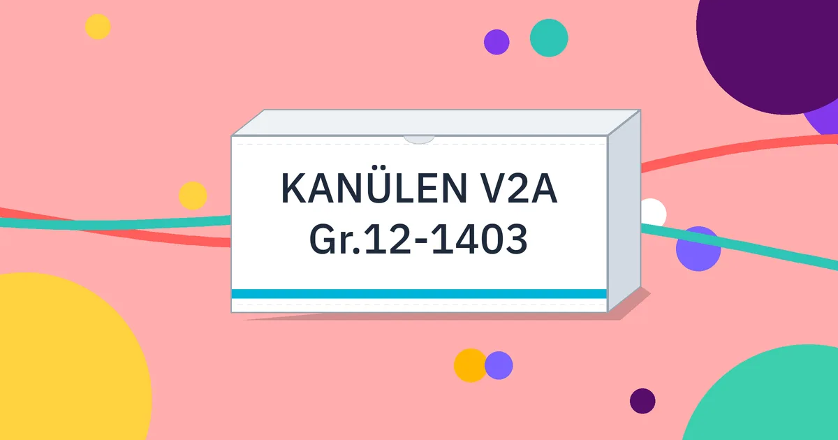 Symbolbild: Packung mit der Aufschrift KANÜLEN V2A Gr.12-1403 (PZN 01963597) – Verfügbarkeit und Bezug in Apotheken in Frankfurt am Main