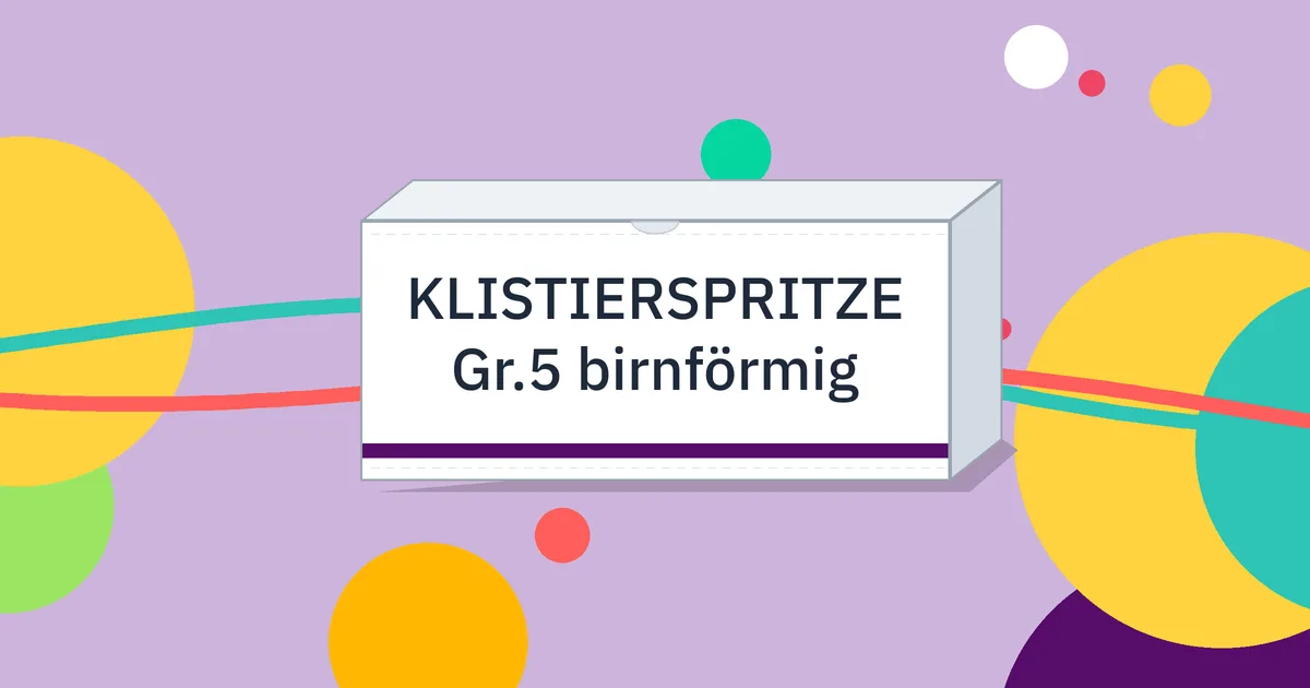 Symbolbild: Packung mit der Aufschrift KLISTIERSPRITZE Gr.5 birnförmig (PZN 01731042) – Verfügbarkeit und Bezug in Apotheken in Frankfurt am Main