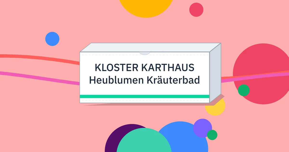 Symbolbild: Packung mit der Aufschrift KLOSTER KARTHAUS Heublumen Kräuterbad (PZN 04883344) – Verfügbarkeit und Bezug in Apotheken in Frankfurt am Main