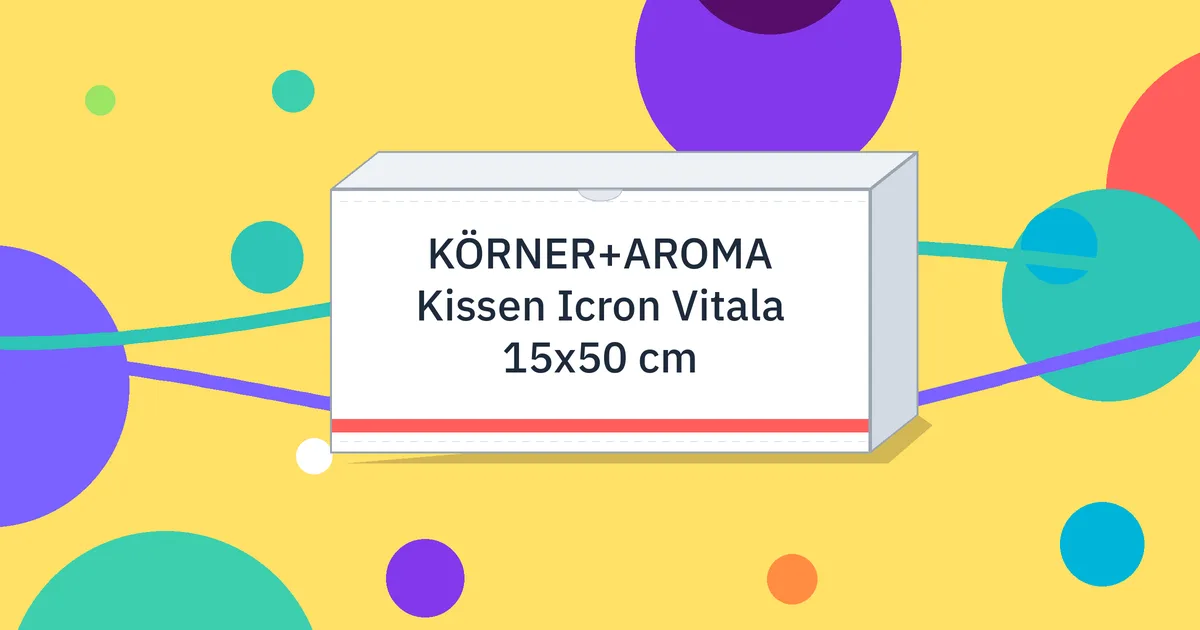 Symbolbild: Packung mit der Aufschrift KÖRNER+AROMA Kissen Icron Vitala 15x50 cm (PZN 06157205) – Verfügbarkeit und Bezug in Apotheken in Frankfurt am Main