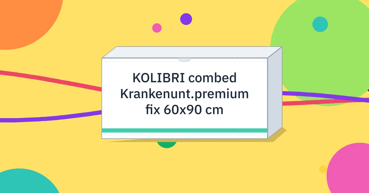 Symbolbild: Packung mit der Aufschrift KOLIBRI combed Krankenunt.premium fix 60x90 cm (PZN 11676108) – Verfügbarkeit und Bezug in Apotheken in Frankfurt am Main