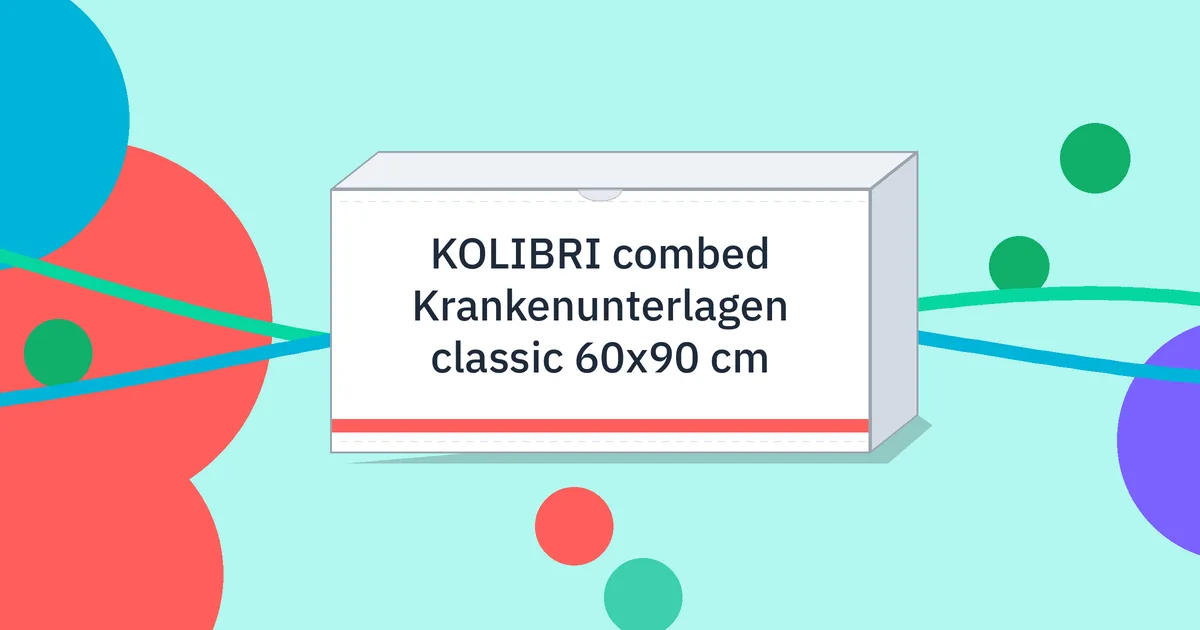 Symbolbild: Packung mit der Aufschrift KOLIBRI combed Krankenunterlagen classic 60x90 cm (PZN 19523551) – Verfügbarkeit und Bezug in Apotheken in Frankfurt am Main