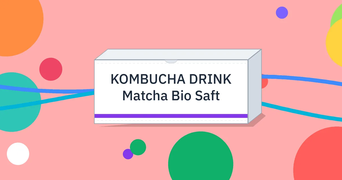 Symbolbild: Packung mit der Aufschrift KOMBUCHA DRINK Matcha Bio Saft (PZN 18412134) – Verfügbarkeit und Bezug in Apotheken in Frankfurt am Main