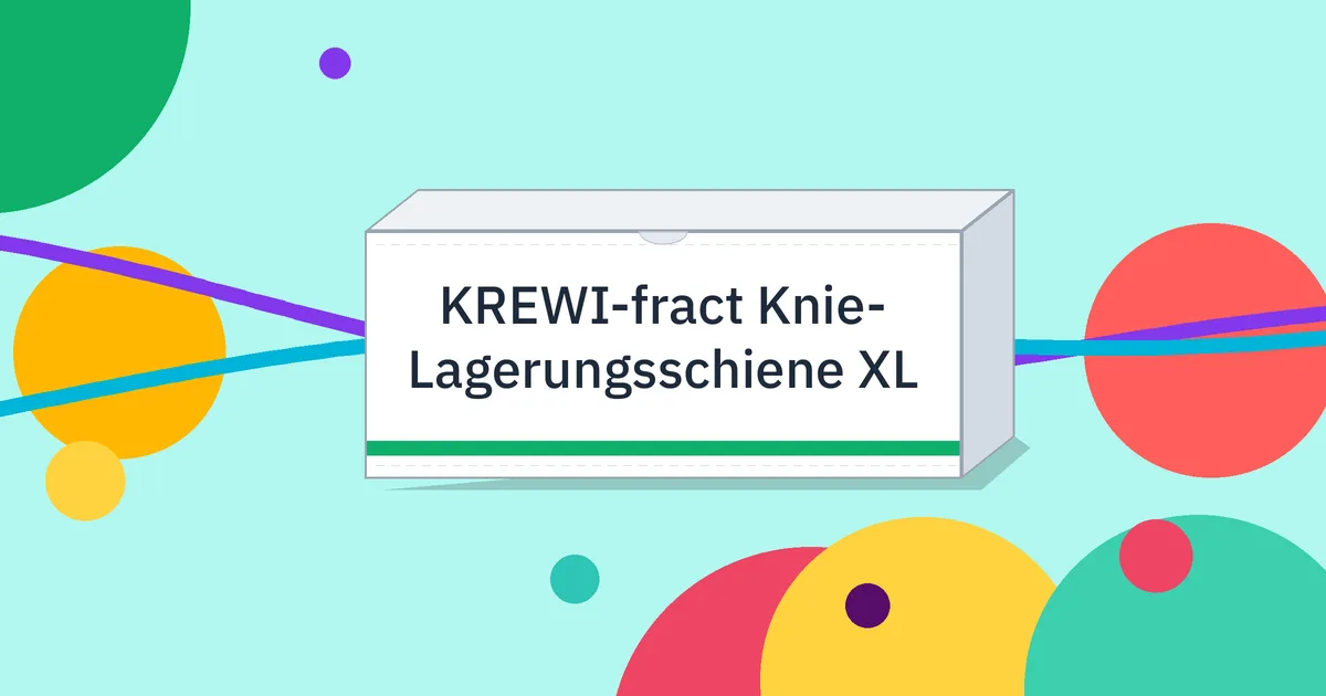 Symbolbild: Packung mit der Aufschrift KREWI-fract Knie-Lagerungsschiene XL (PZN 17300491) – Verfügbarkeit und Bezug in Apotheken in Frankfurt am Main