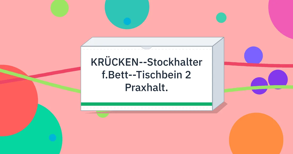 Symbolbild: Packung mit der Aufschrift KRÜCKEN--Stockhalter f.Bett--Tischbein 2 Praxhalt. (PZN 09609317) – Verfügbarkeit und Bezug in Apotheken in Frankfurt am Main