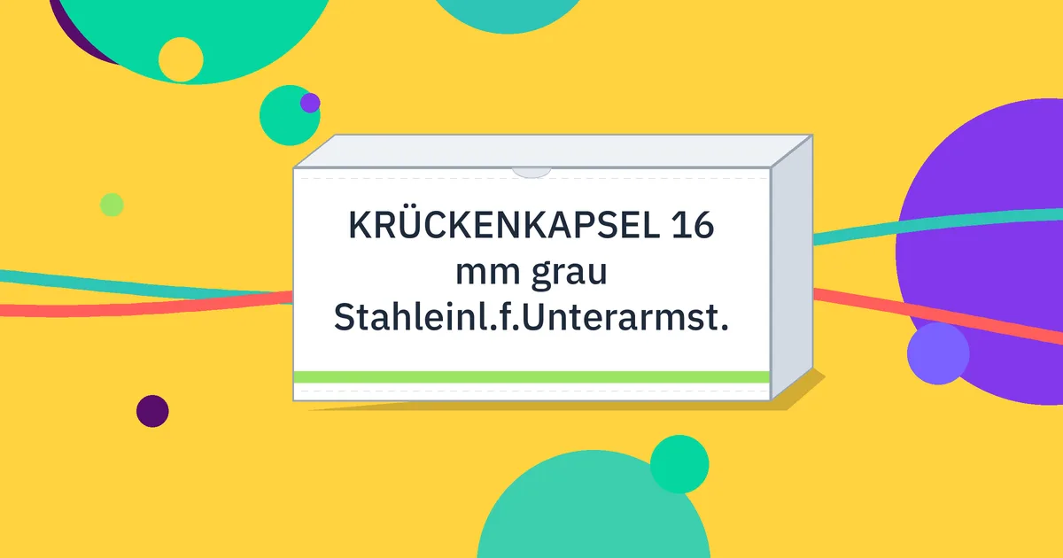Symbolbild: Packung mit der Aufschrift KRÜCKENKAPSEL 16 mm grau Stahleinl.f.Unterarmst. (PZN 03098175) – Verfügbarkeit und Bezug in Apotheken in Frankfurt am Main