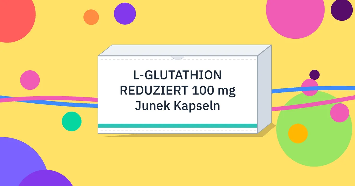 Symbolbild: Packung mit der Aufschrift L-GLUTATHION REDUZIERT 100 mg Junek Kapseln (PZN 09786060) – Verfügbarkeit und Bezug in Apotheken in Frankfurt am Main