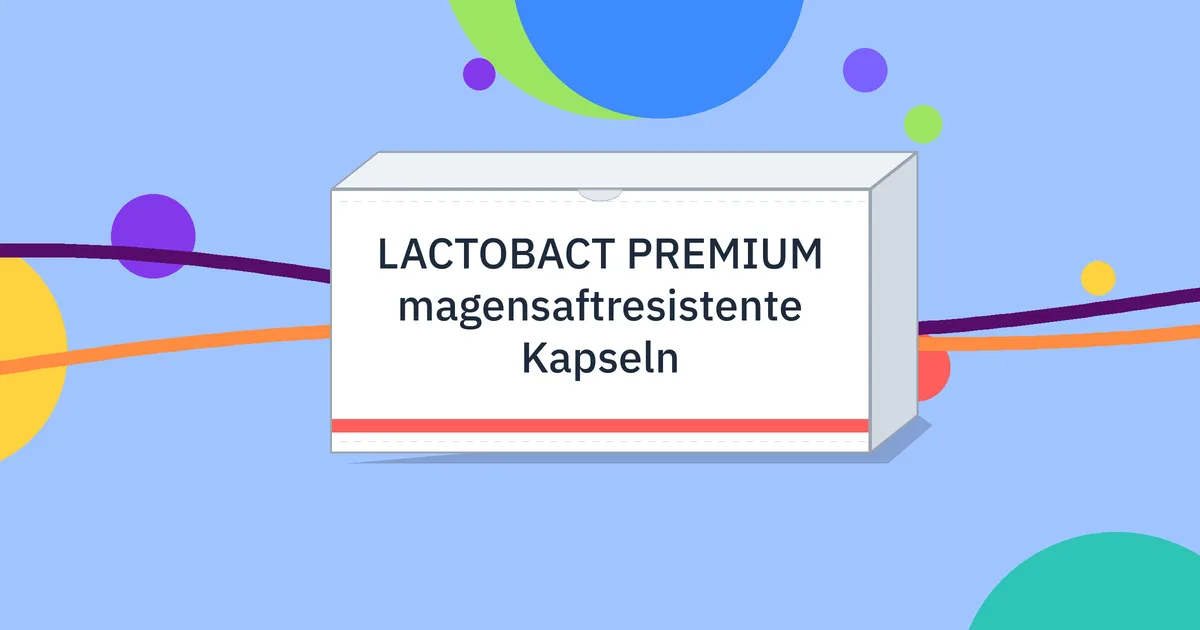 Symbolbild: Packung mit der Aufschrift LACTOBACT PREMIUM magensaftresistente Kapseln (PZN 18487439) – Verfügbarkeit und Bezug in Apotheken in Frankfurt am Main