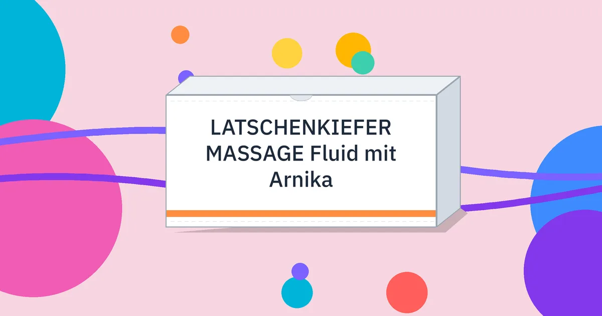 Symbolbild: Packung mit der Aufschrift LATSCHENKIEFER MASSAGE Fluid mit Arnika (PZN 18662316) – Verfügbarkeit und Bezug in Apotheken in Frankfurt am Main