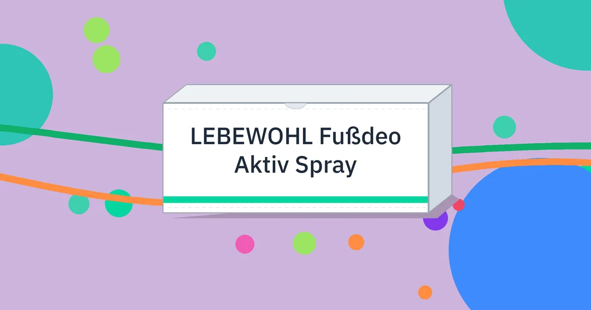 Symbolbild: Packung mit der Aufschrift LEBEWOHL Fußdeo Aktiv Spray (PZN 06067583) – Verfügbarkeit und Bezug in Apotheken in Frankfurt am Main